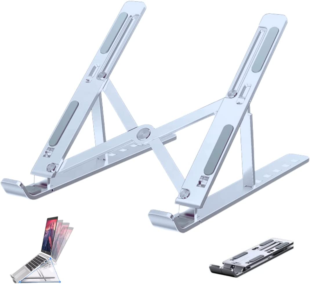 Laptop Stand with multi-angle Adjustable Aluminum Laptop Tablet Riser ...