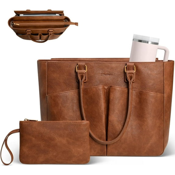 Laptop Tote Bag for Women Leather Work Bags, Large Teacher Bag Capacity ...