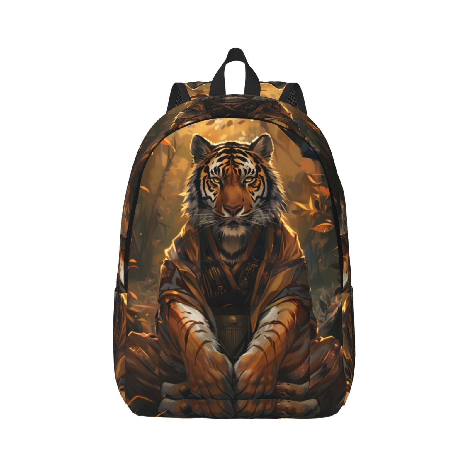 Laptop Travel Backpack Tiger in the Fallen Leaf Forest Lightweight ...