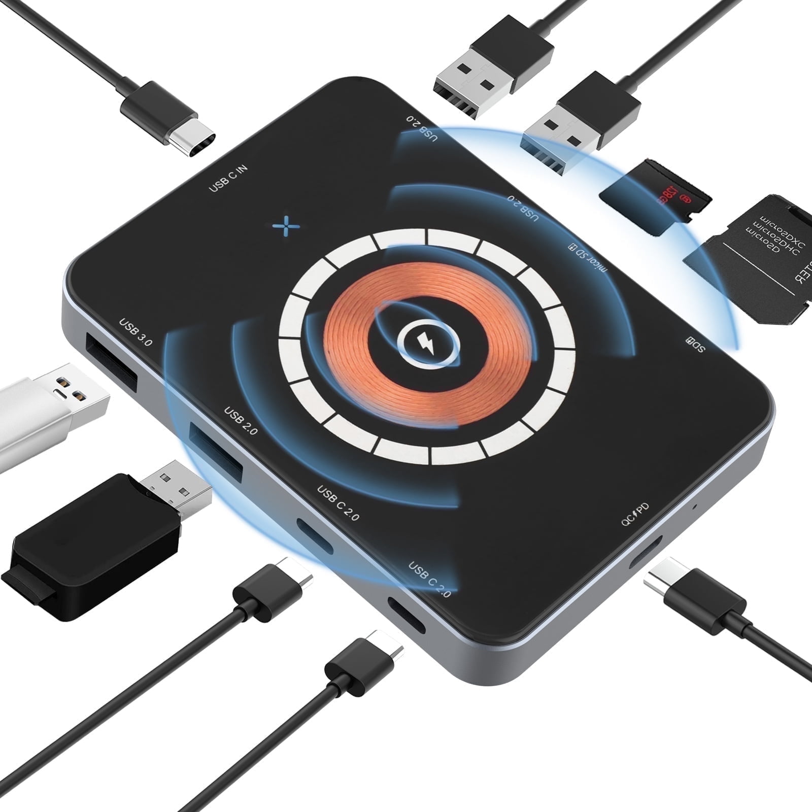 Finopo Laptop USB C Docking Station, Magnetic Wirless Charger with USB ...