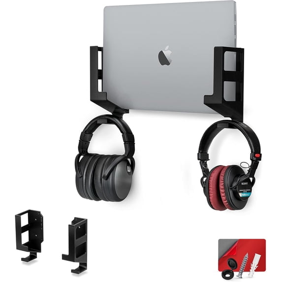 Laptop Wall Mount and Headphone Hanger Holder Adhesive & Screw-in 3 ...