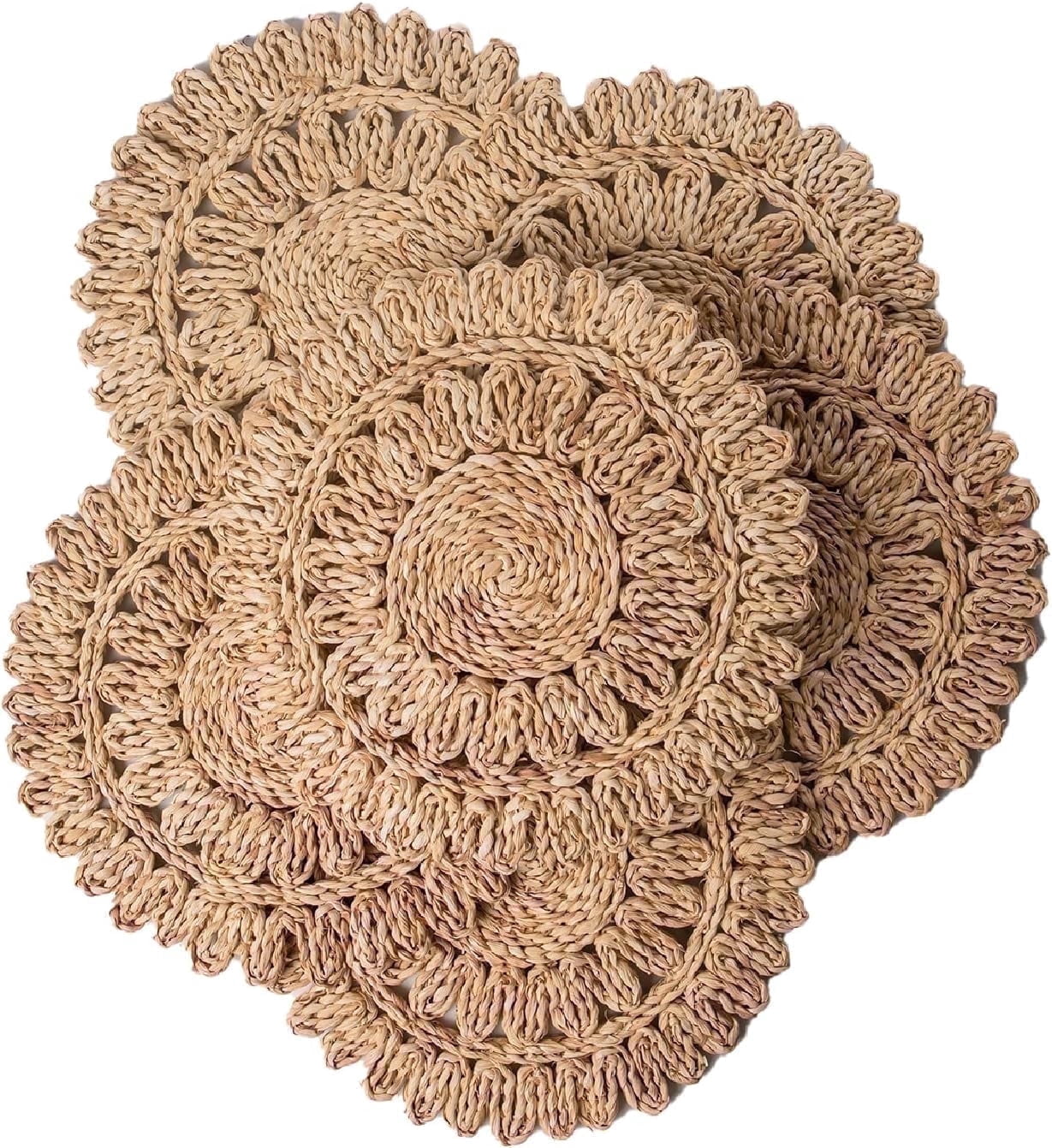 Laquedecraft 13.8" Round Corn Husk Rattan Placemats Set of 6 for ...