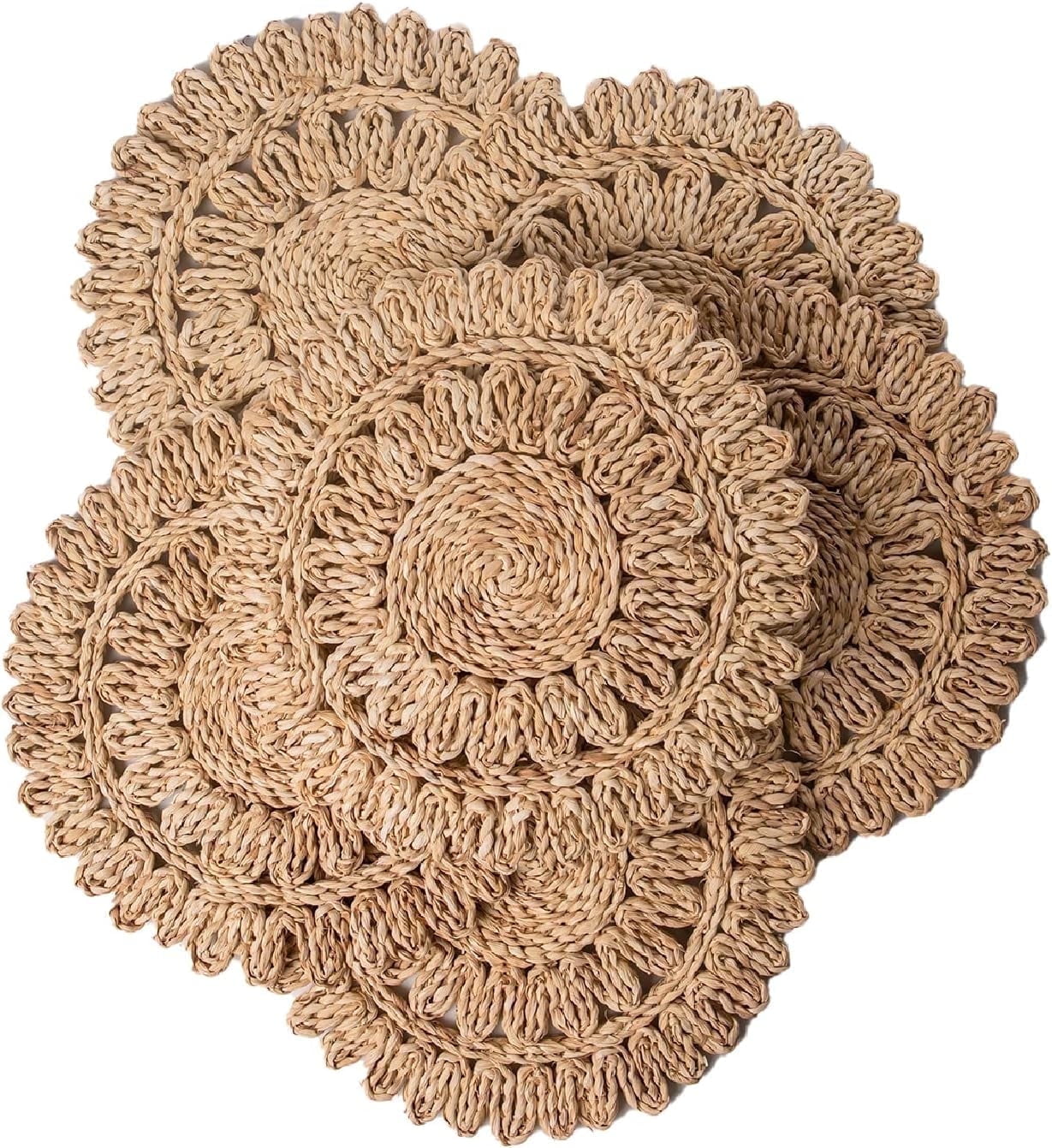 Laquedecraft 13.8" Round Corn Husk Placemats Set of 6 | Boho Rattan ...