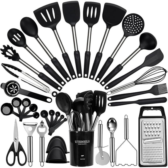 Lar Cooking Utensils Set, 35 Pcs Silicone Kitchen Set with Holer ...