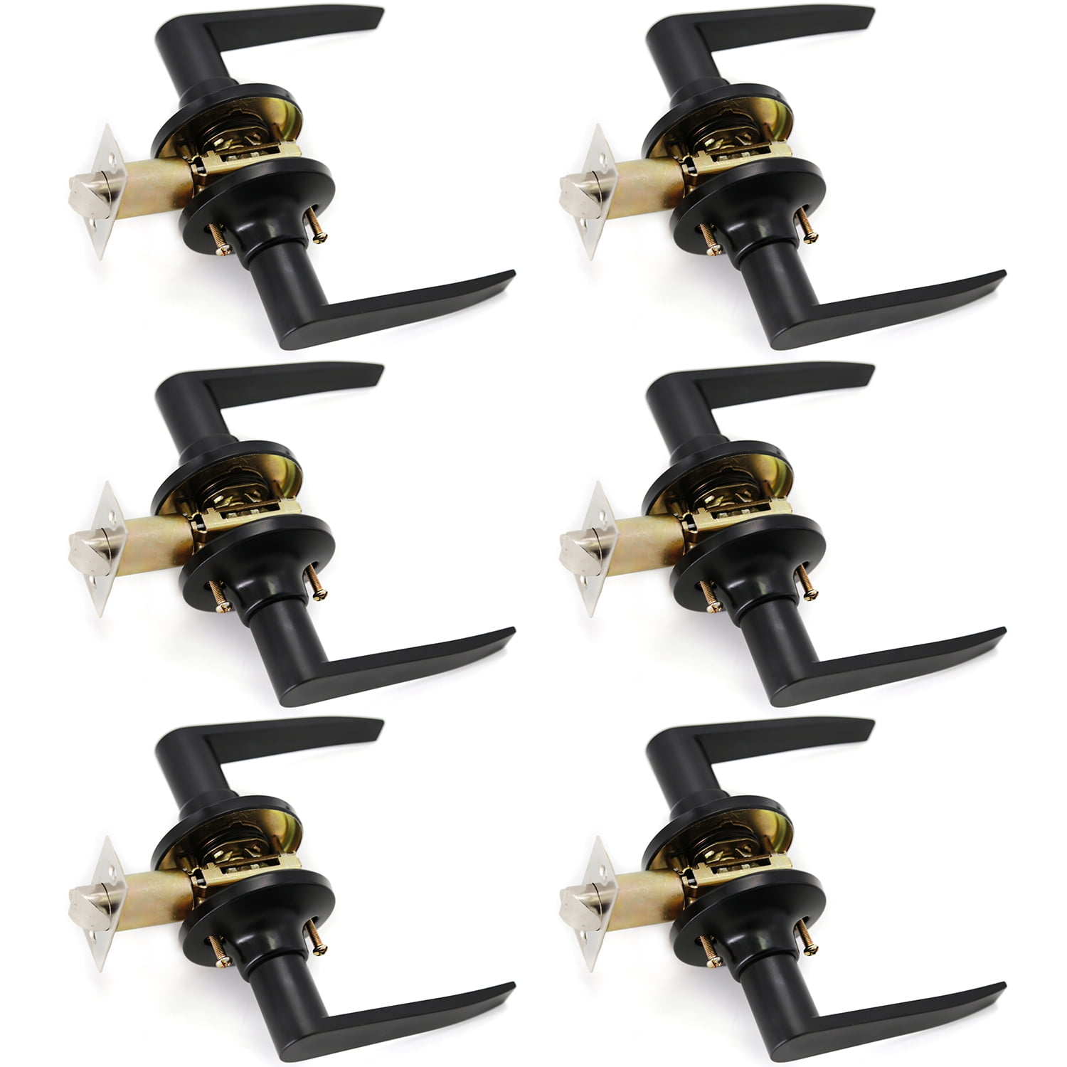 Villar Home Designs Lara Door Lever, Black Passage Handle, 6 Pack ...