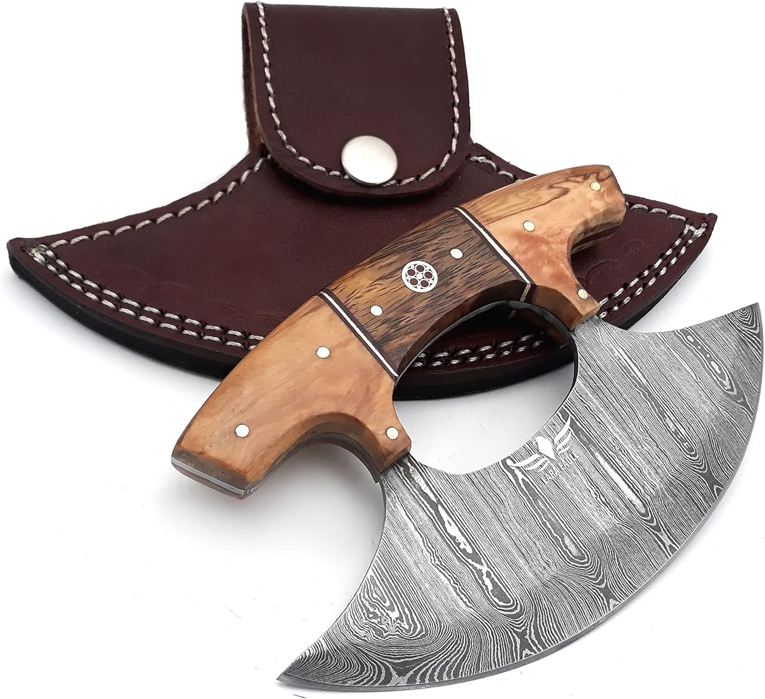 Lara Eagle Damascus Steel Ulu Knife, Celtic Knot Handle made of Exotic ...