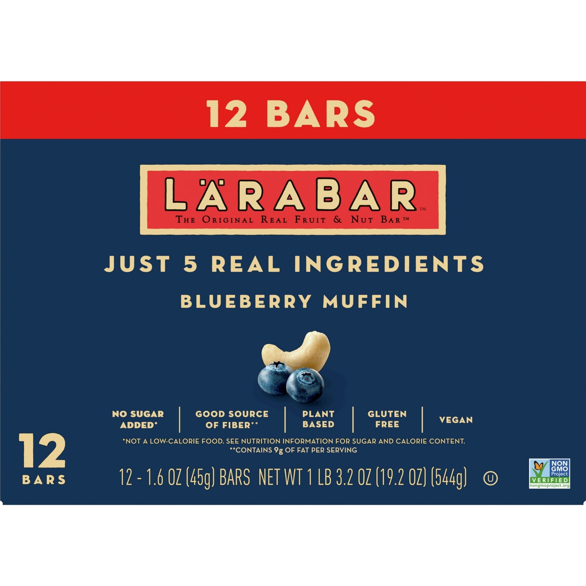 Larabar Blueberry Muffin, Gluten Free Vegan Fruit & Nut Bars, 1.6 oz ...
