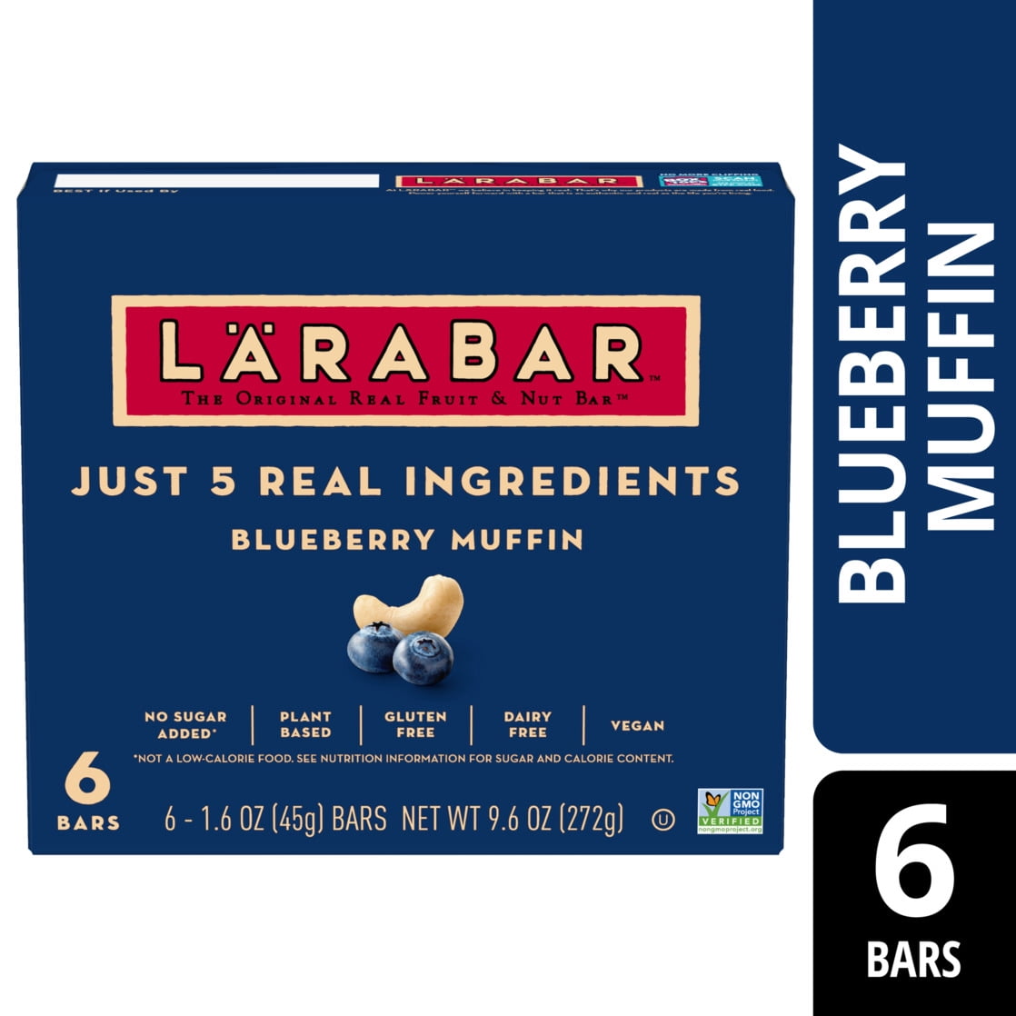 LARABAR Blueberry Muffin Fruit and Nut Bars Vegan 9.6 oz 6 Ct - Walmart.com