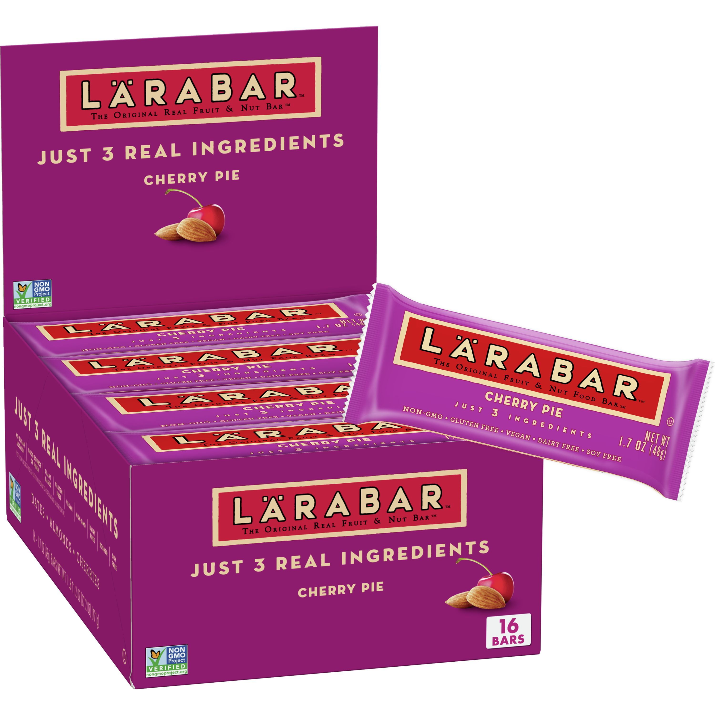 Larabar Cherry Pie, Gluten Free Vegan Fruit & Nut Bar, 1.7 oz Bars, 16 ...