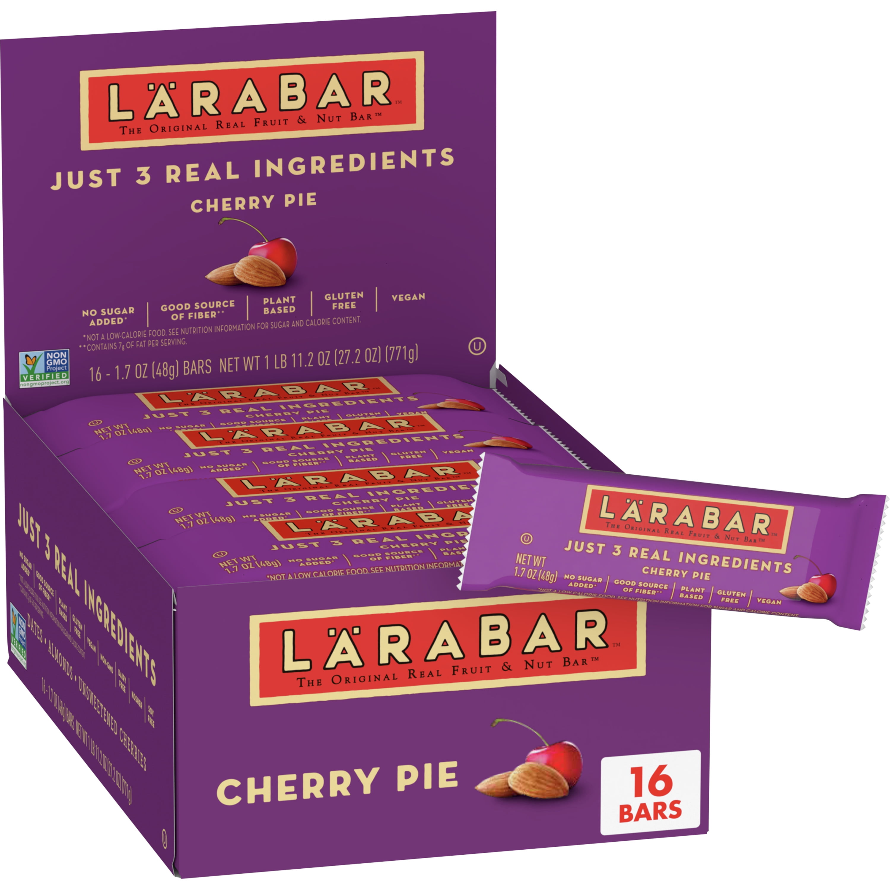 Larabar Cherry Pie, 1.7 oz Vegan Fruit & Nut Bar, Gluten Free, 16 Ct ...