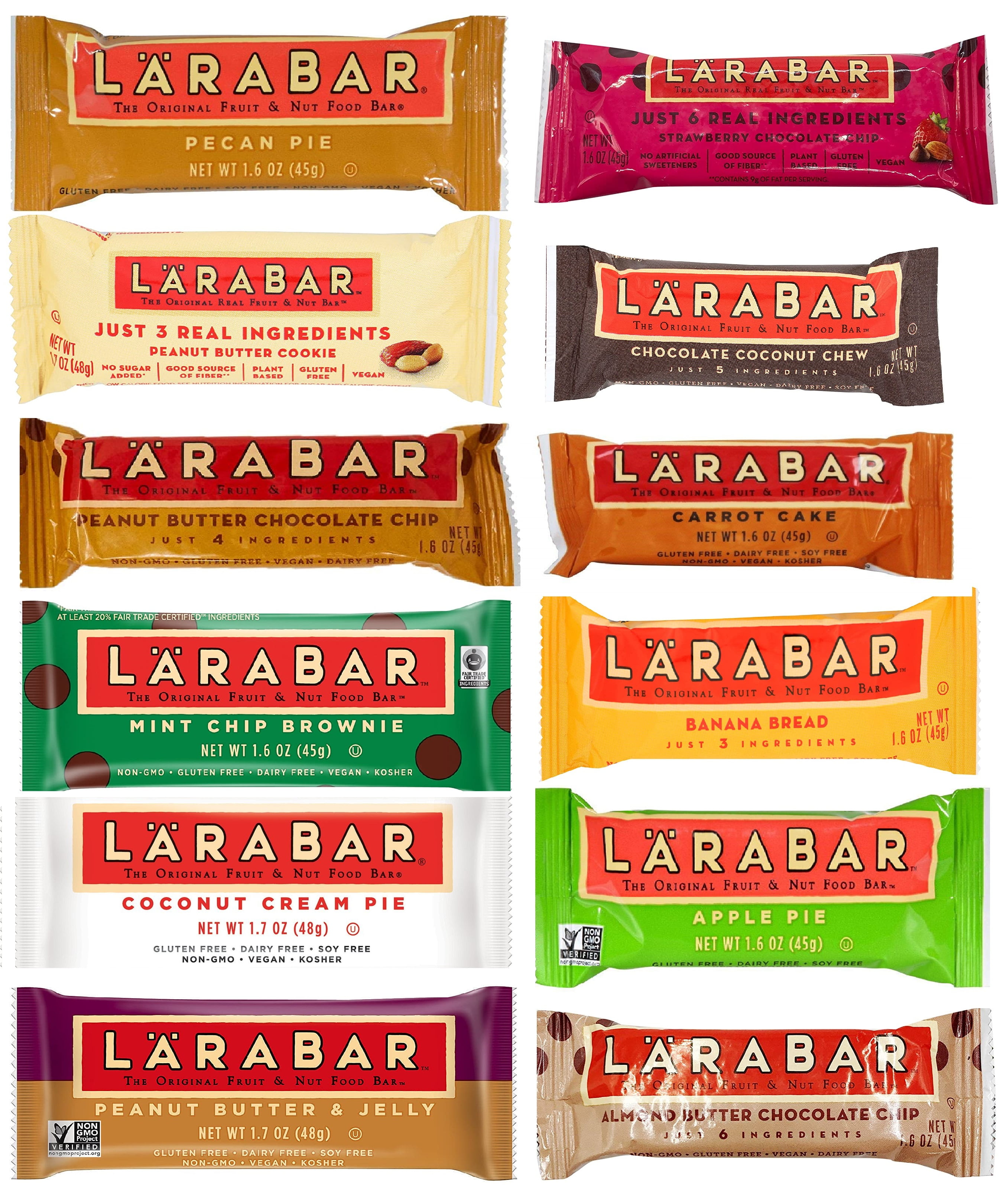 Larabar Non-GMO Vegan Gluten Free Snack Bars Variety Pack, 12 Bars, 1 ...
