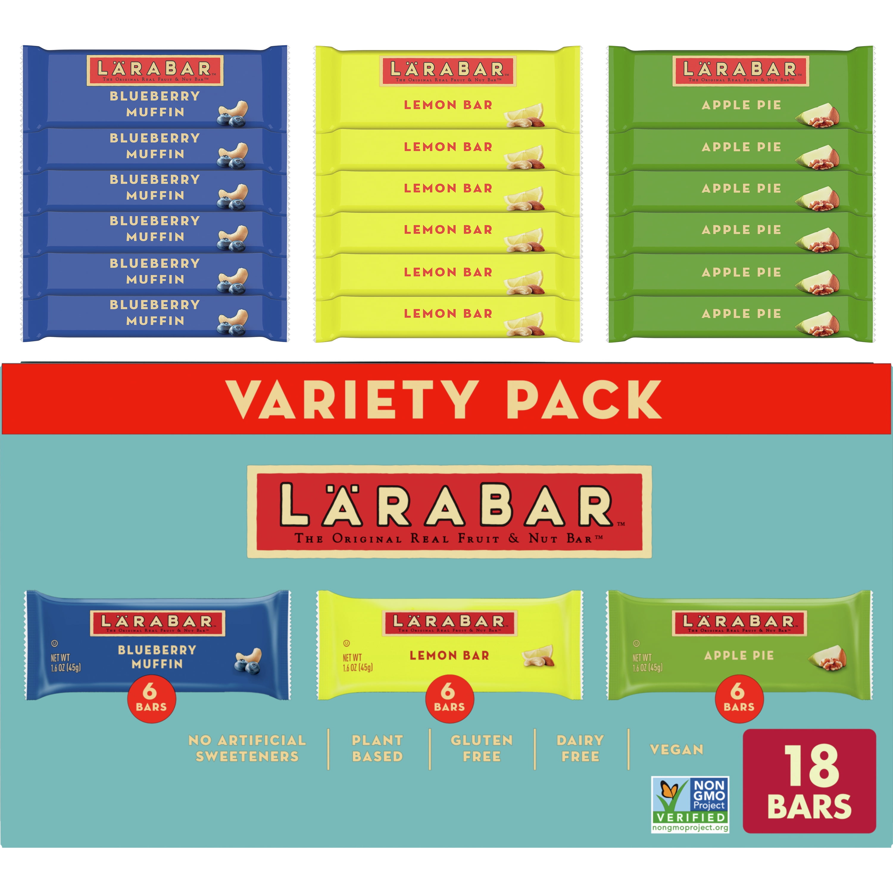Larabar Variety Pack, Blueberry, Lemon, Apple Pie, Vegan Fruit & Nut ...