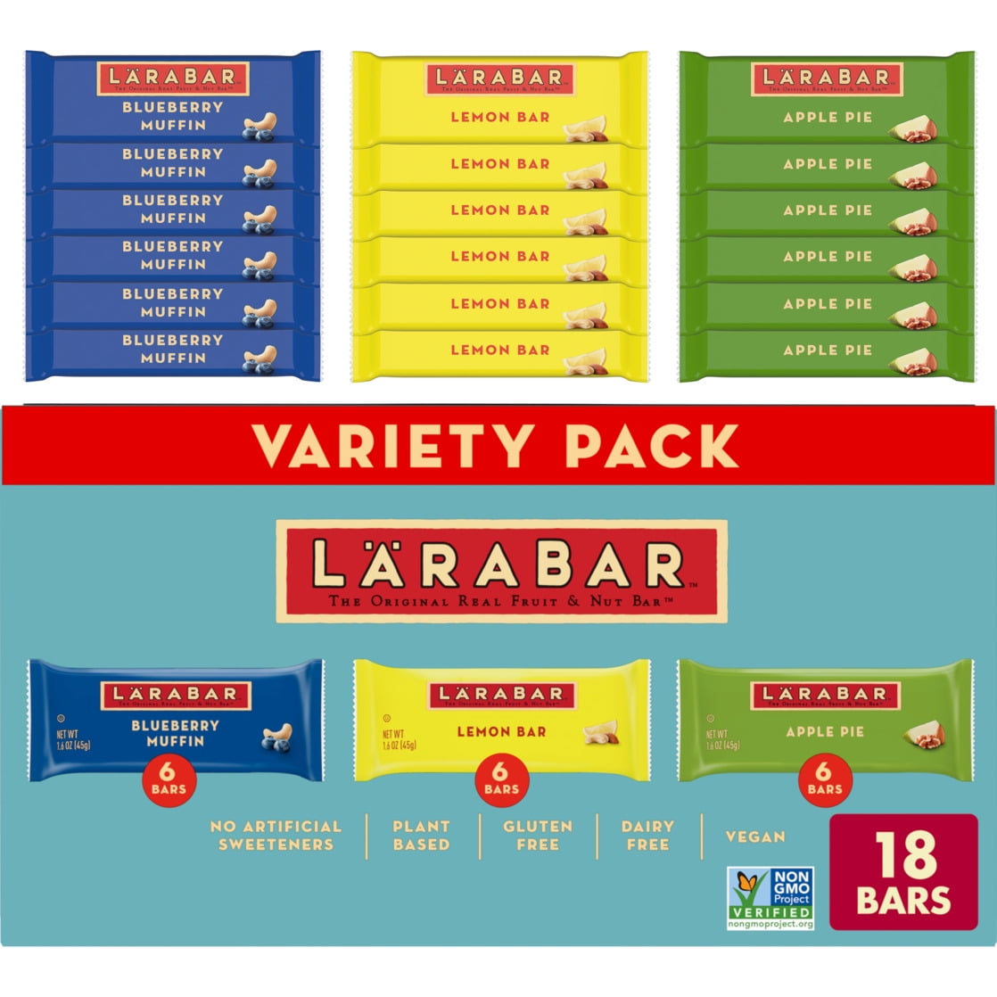 Larabar Variety Pack, Blueberry, Lemon, Apple Pie, Vegan Fruit & Nut ...