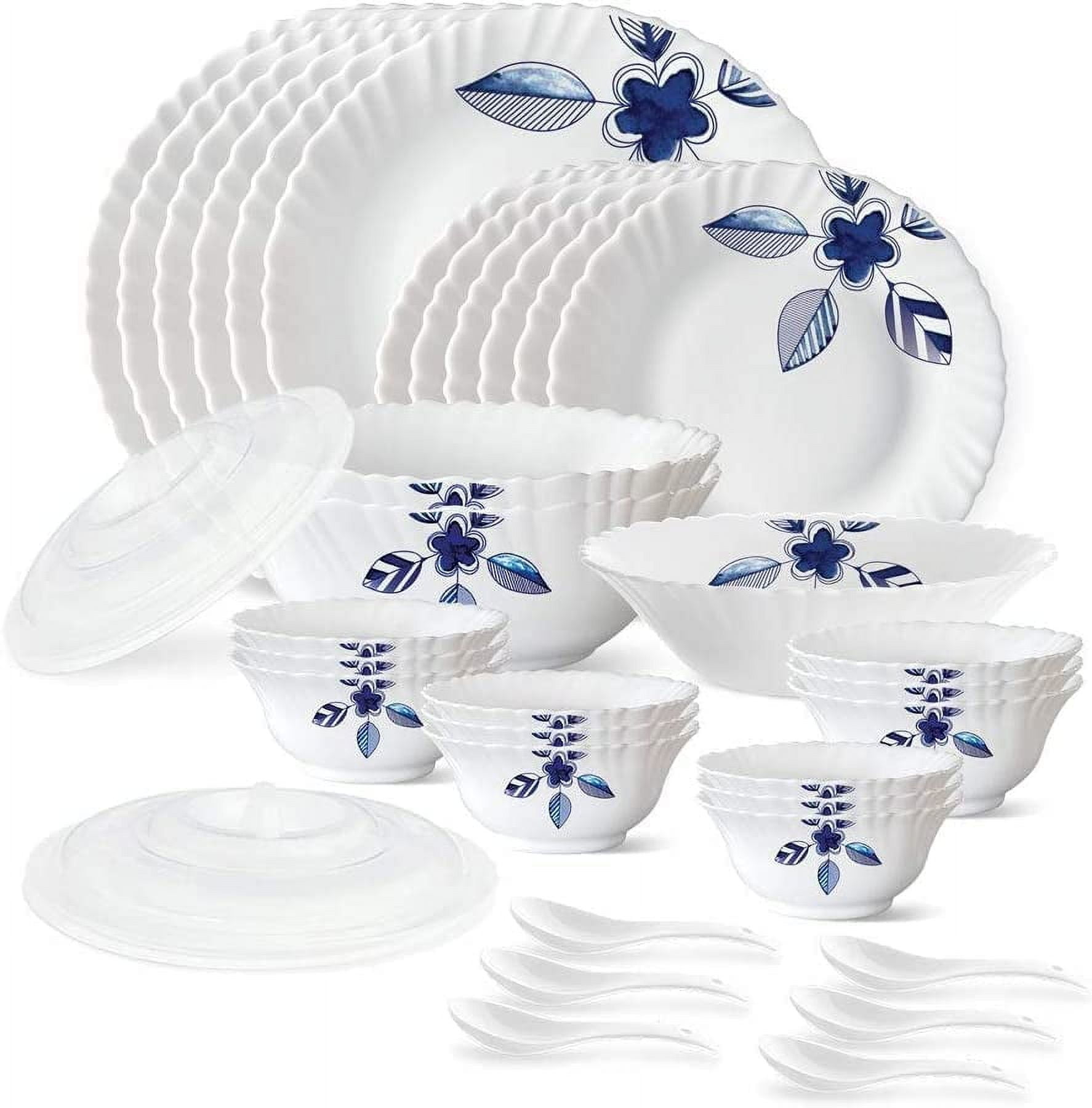 Larah 35 Pieces Gourmet Dinnerware Set for 6, Chip Resistant Tempered ...