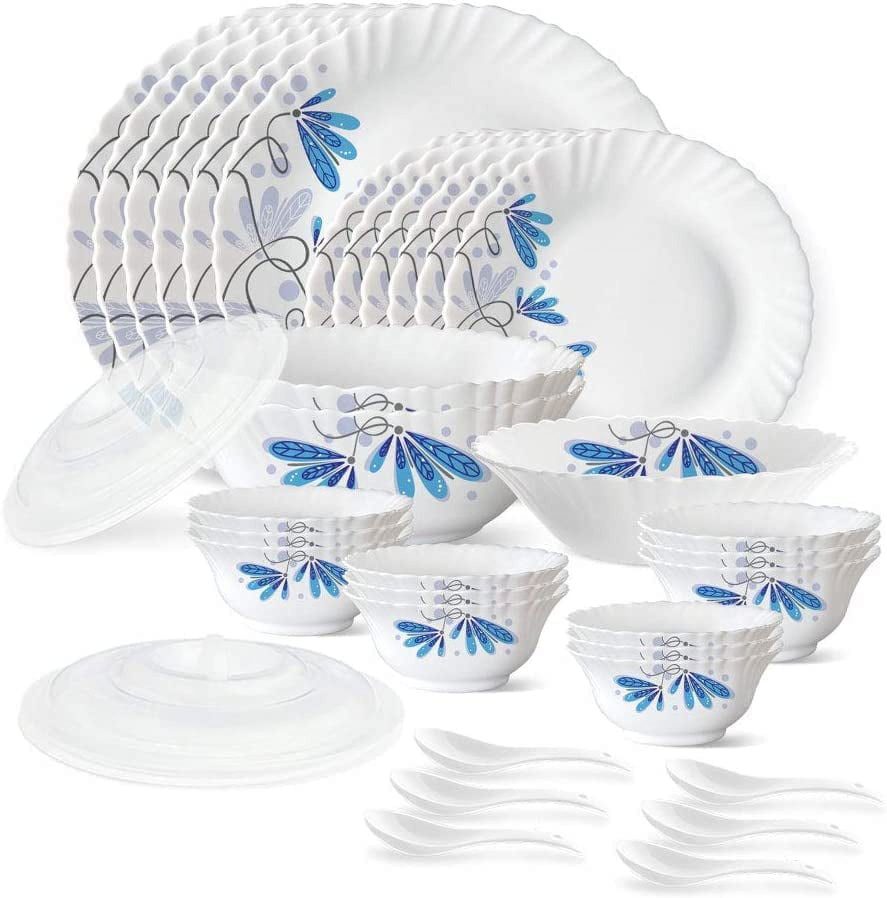 Larah 35 Pieces Signature Dinner Set for 6, Chip Resistant Tempered ...