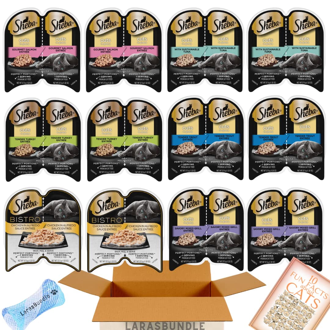 LarasBundle Sheba Cuts in Gravy Wet Cat Food Variety Pack | 24 Servings ...