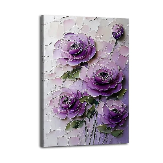 Larbulse Purple Roses Oil Canvas Wall Art Home Decor Poster Vintage ...