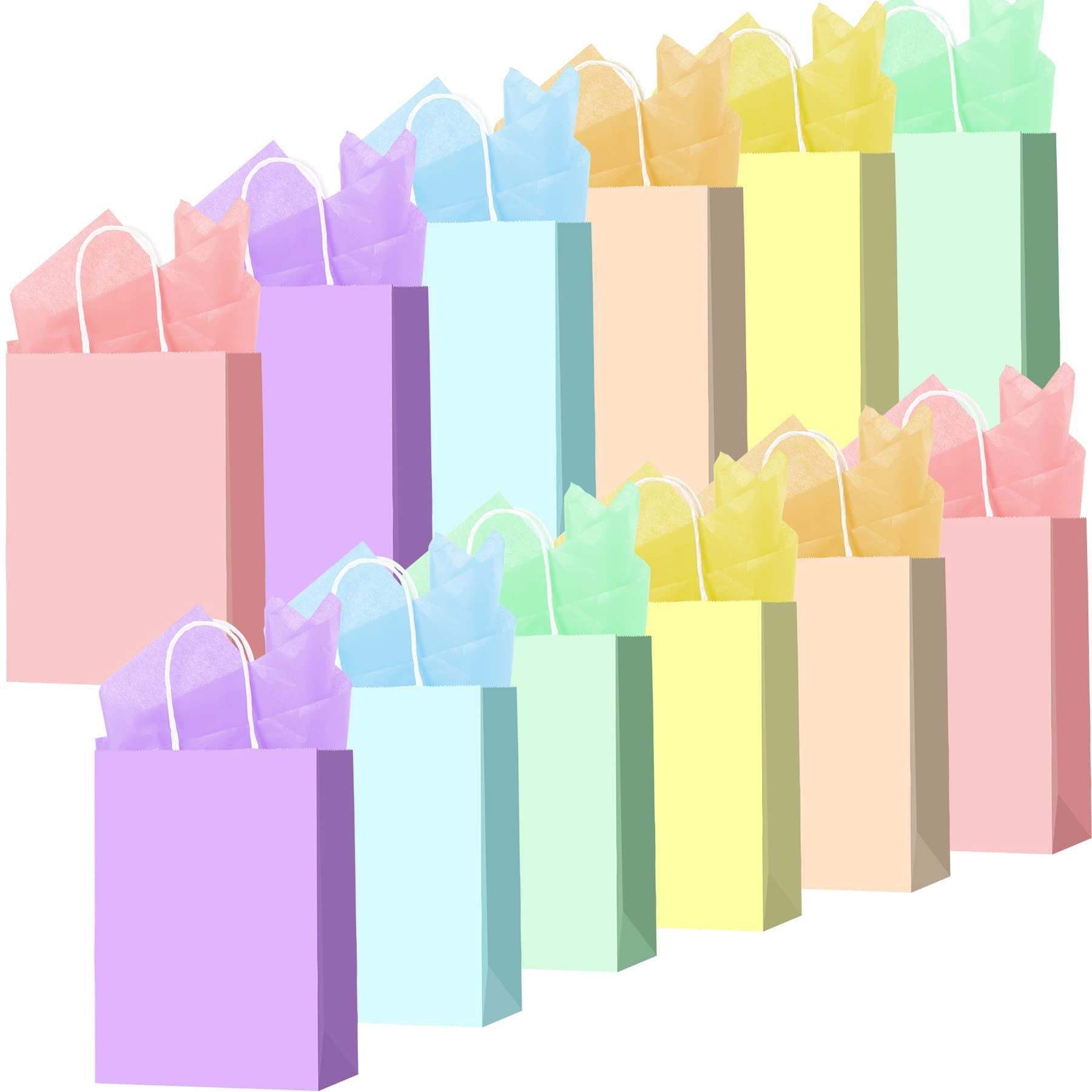 Larcenciel 12 Pcs Gift TSF6 Bags With Tissue Paper, 6 Colors Paper With ...