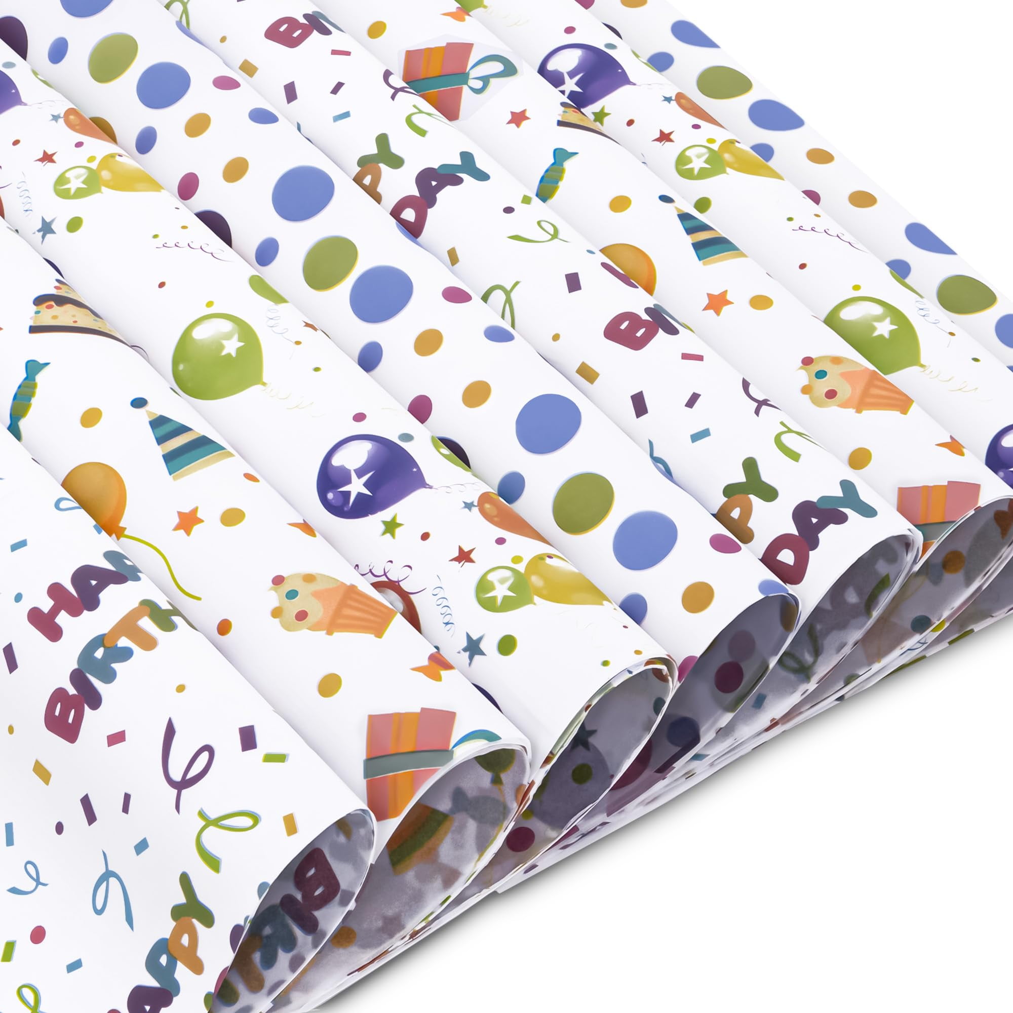 Larcenciel 60 Pcs Birthday Tissue Paper, AIS1 4 Styles Wrapping Tissue ...