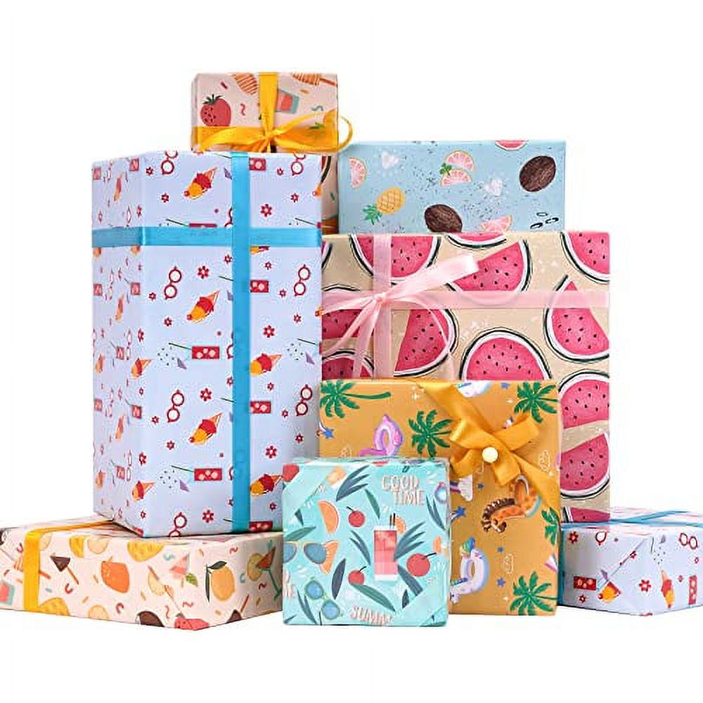 Larcenciel Gift Wrapping Paper Set - Summer Fruit Theme, 6 Sheets with ...