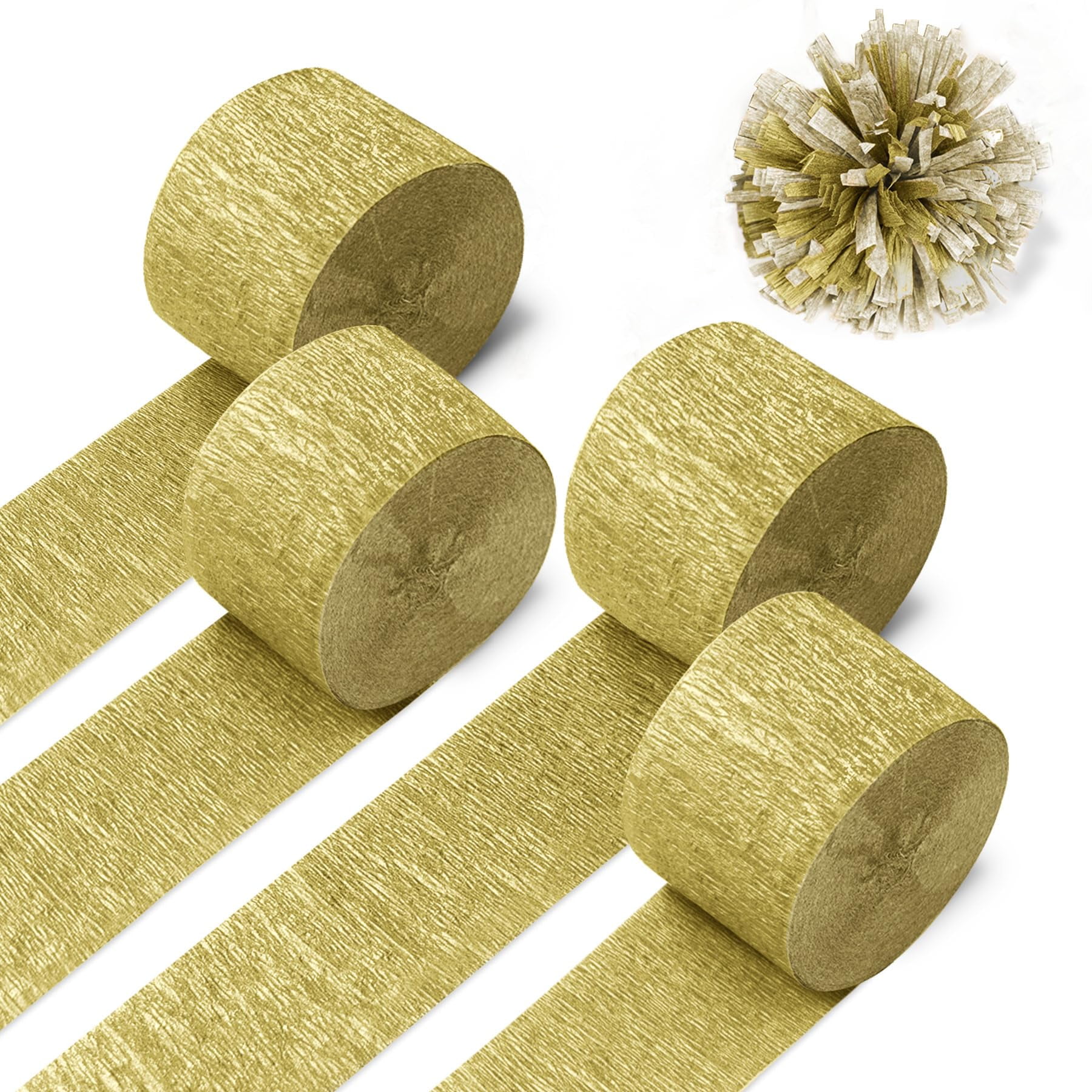 Larcenciel Gold Crepe Paper Streamers 4 Rolls 328ft, Streamers Party ...