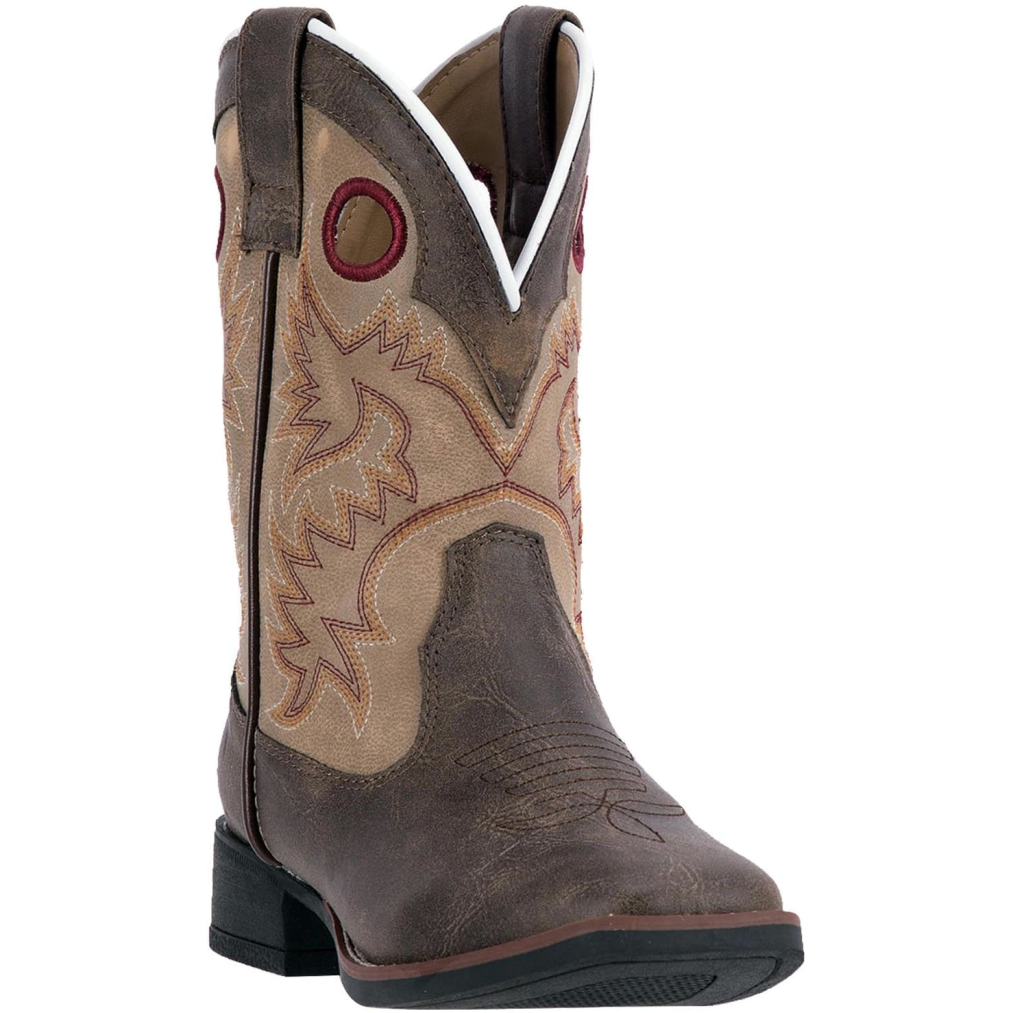 Laredo Boys' Dan Post Collared Western Boot Square Toe Brown 12 D(M) US ...
