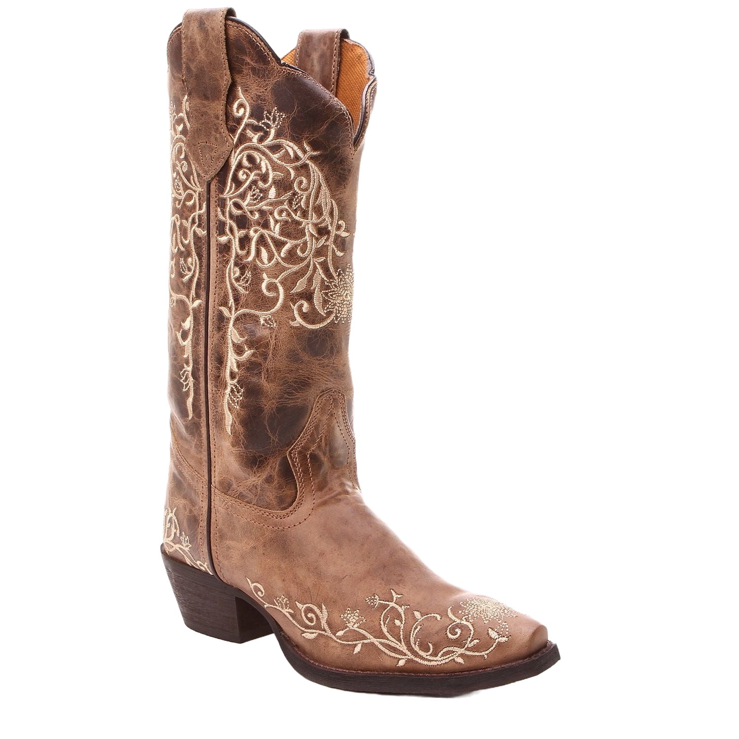 Laredo Ladies Jasmine Taupe Flower Embroidered Boots 52177 - Walmart.com