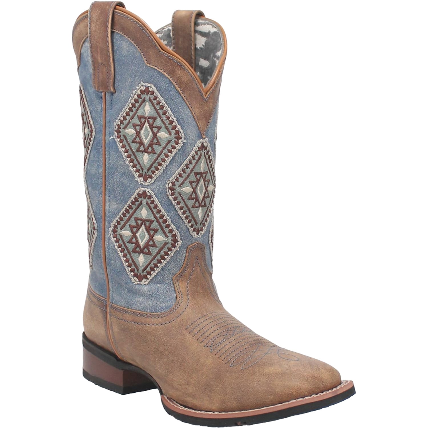 Laredo Ladies Santa Fe Tan Blue Square Toe Boot 5969 - Walmart.com