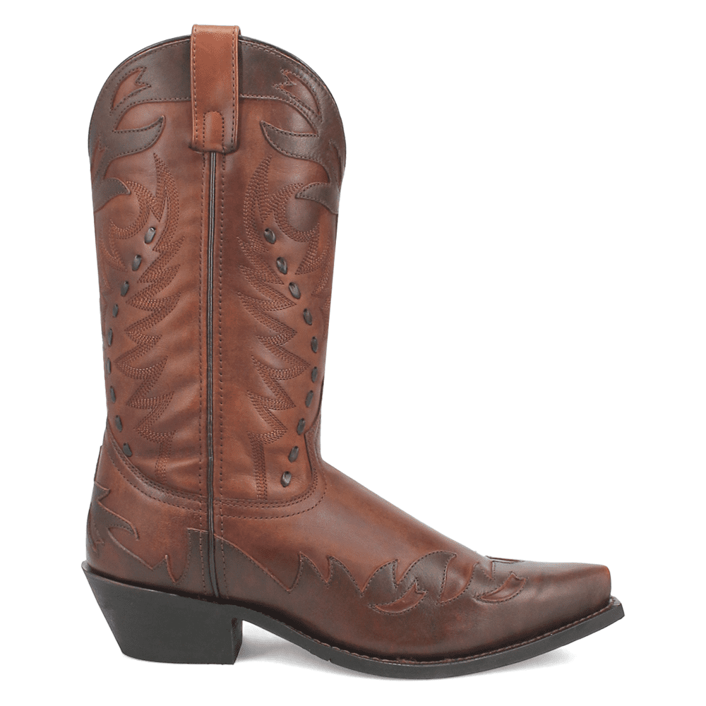 Laredo Mens Gentry Tooled Inlay Embroidered Snip Toe Cowboy Mid Calf ...