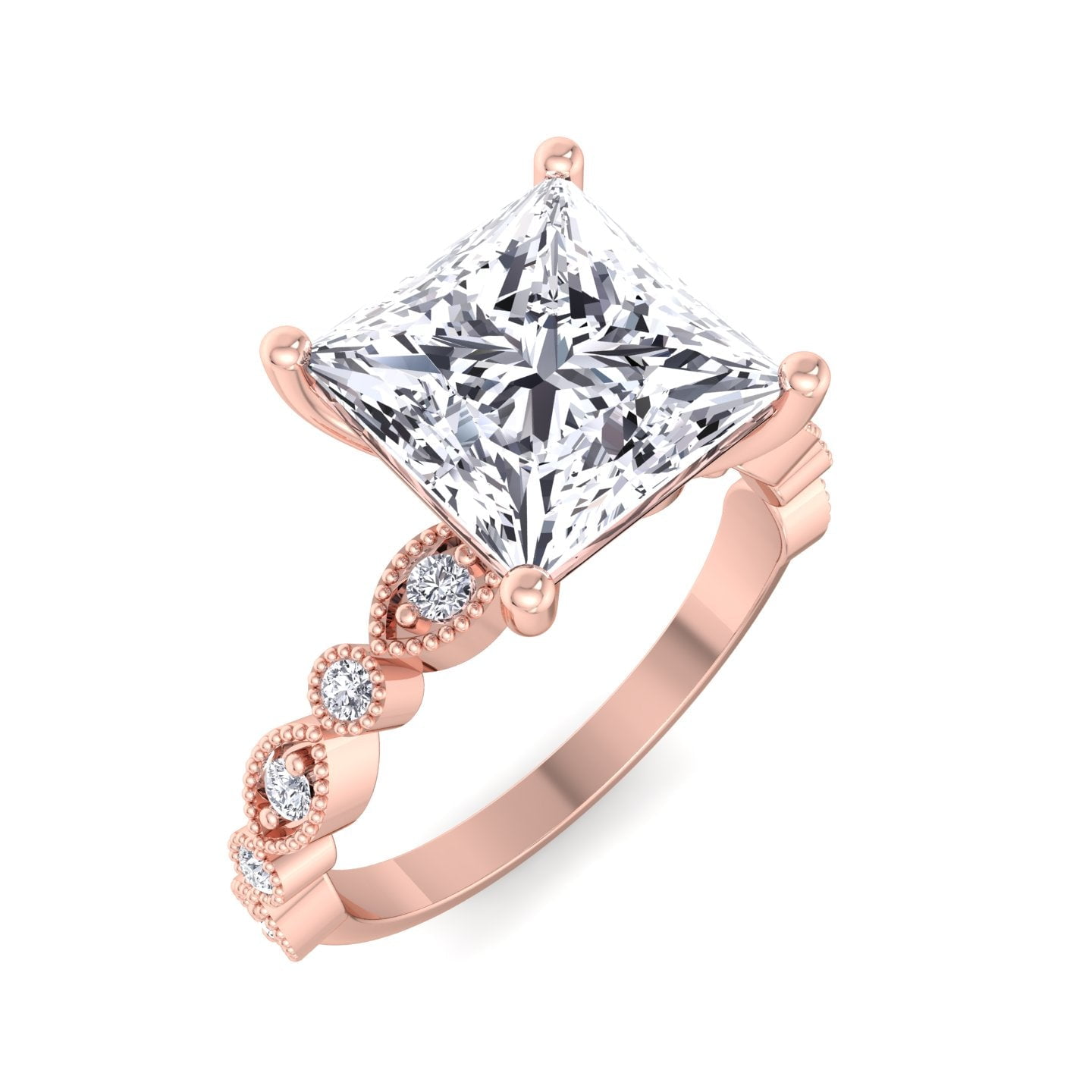 Laredo - Moissanite Princess Cut Lab Diamond Engagement Ring With ...