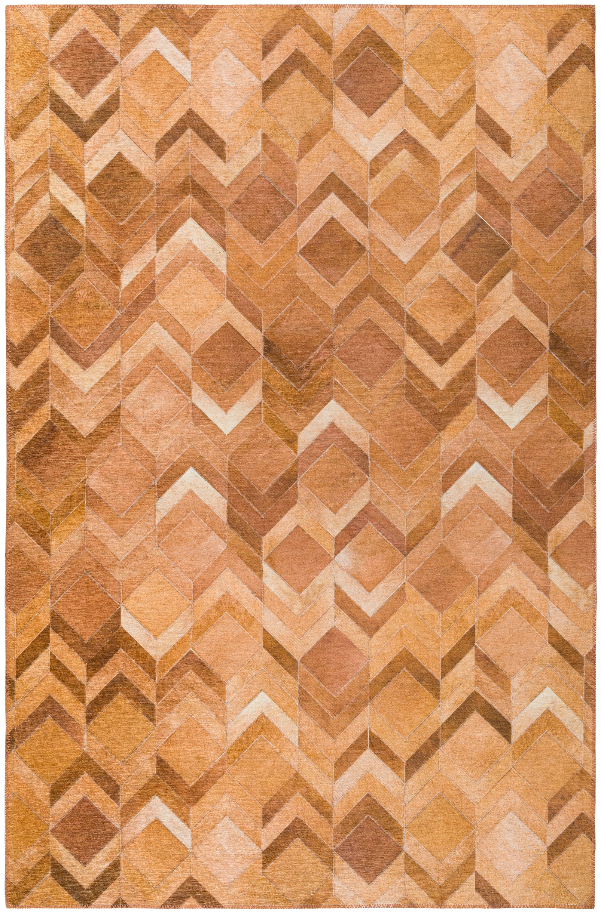 Laredo Mosaic Faux Hide Brown Chevron 8' x 8' Non-Skid Round Rug ...