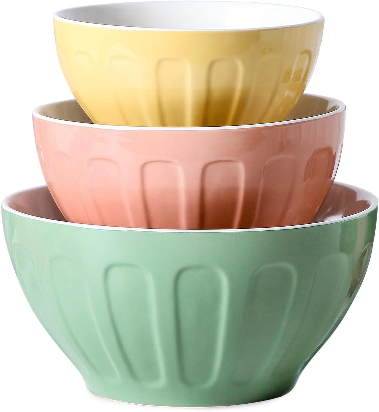 Kitchen Ceramic Mixing Bowls, Nesting Mixing Bowl Set for Serving ...