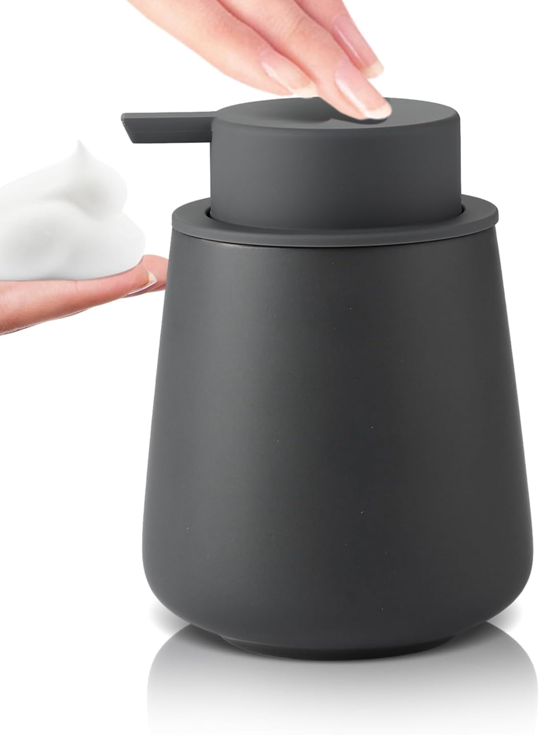 Lareina Ceramic Foam Hand Soap Dispenser, 12 oz, Matte Dark Gray ...