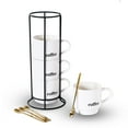 Lareina Stackable Porcelain Coffee Mug Set with Stand Rack, Spoons ...