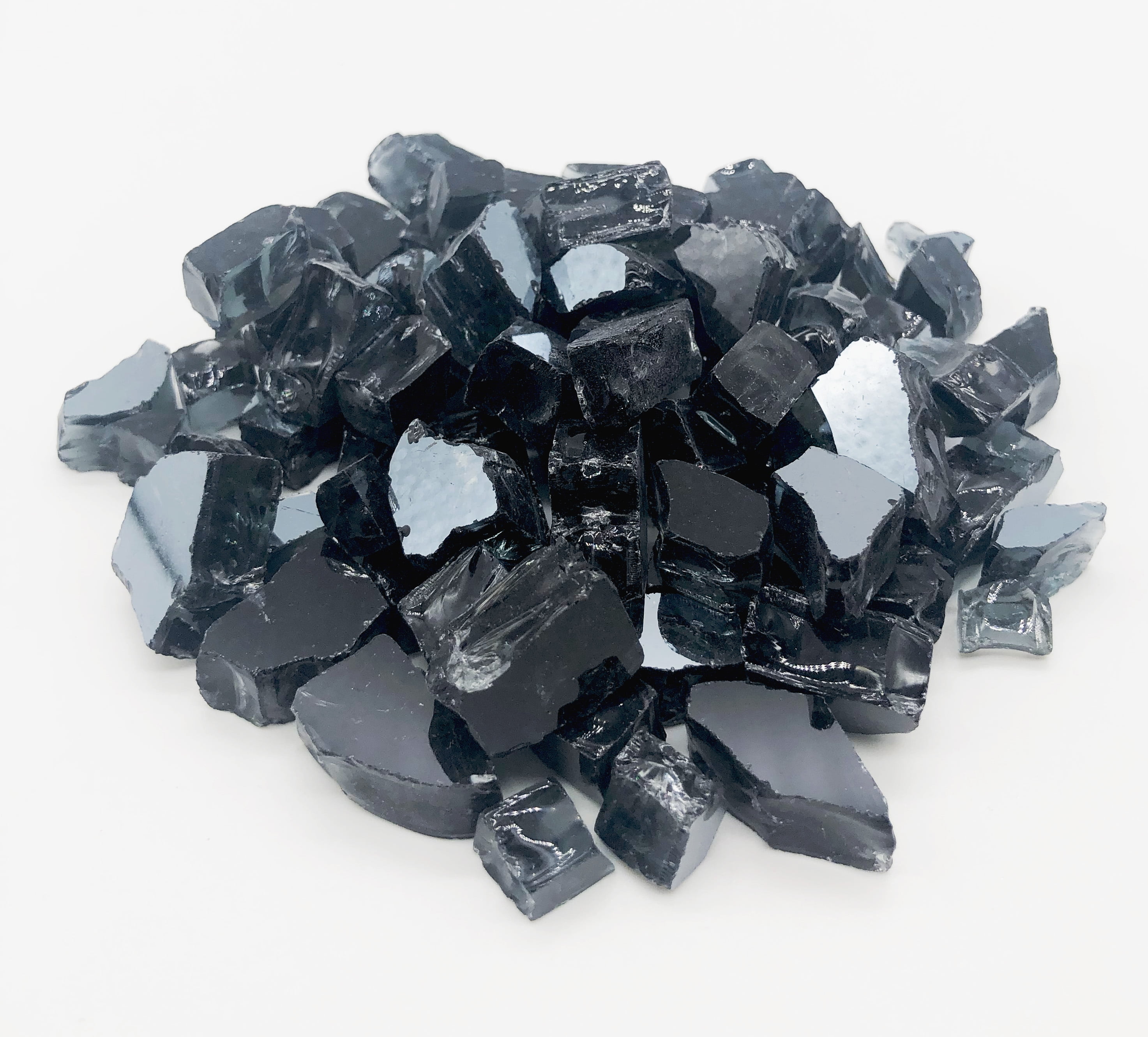 Large 1/2" Black Reflective Fire Glass 10 lbs - Walmart.com