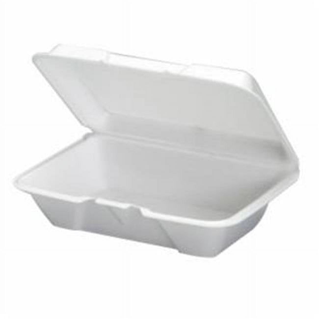 Large 1 Compartment Hinged Foam Container, White - Case of 200 - Walmart.com