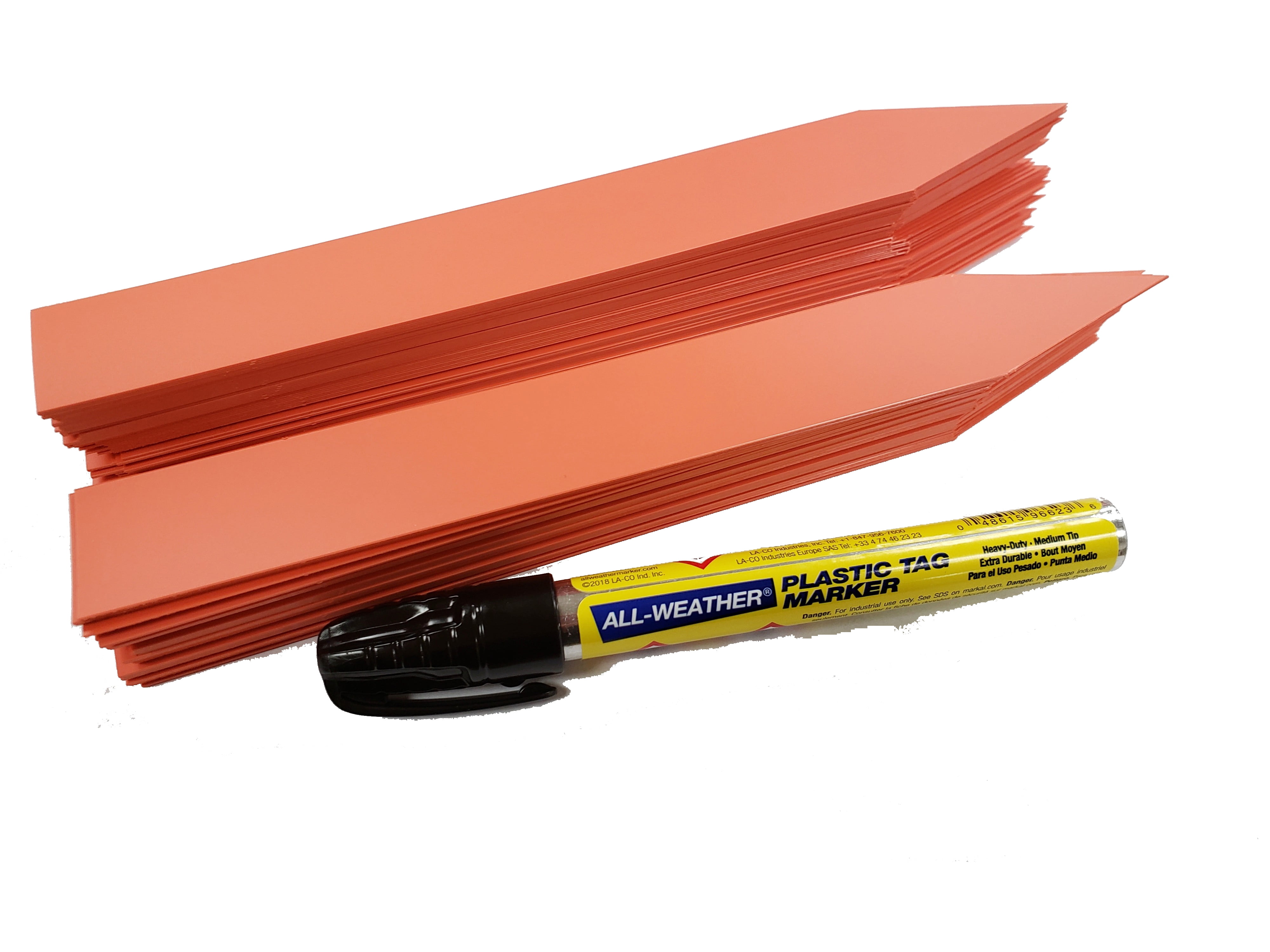 Large 1" x 8" Orange Plastic Plant Labels (Pack of 100 Labels) & 1 All ...