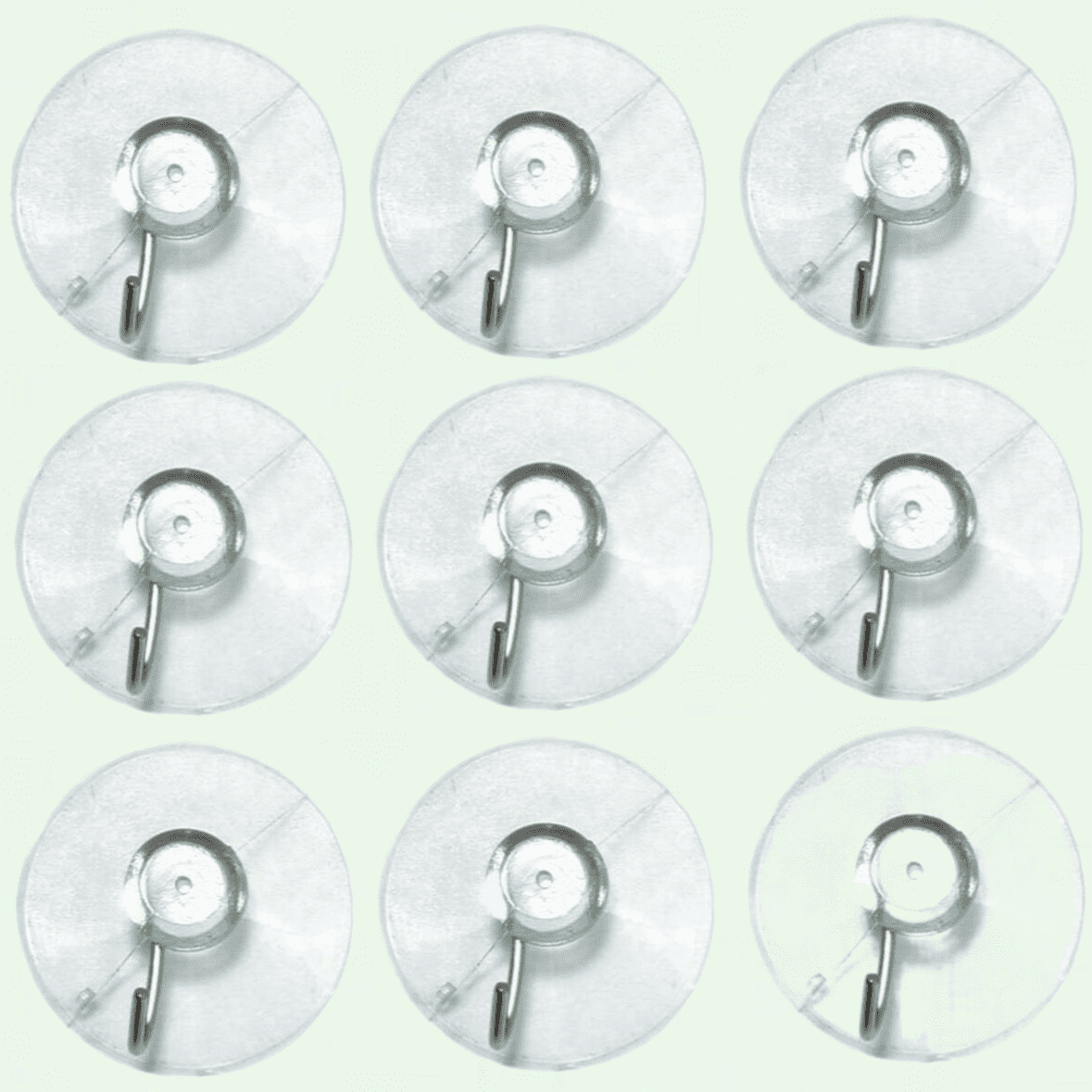Large 10 Piece Clear Plastic Suction Cup with Removable Hook - Value ...