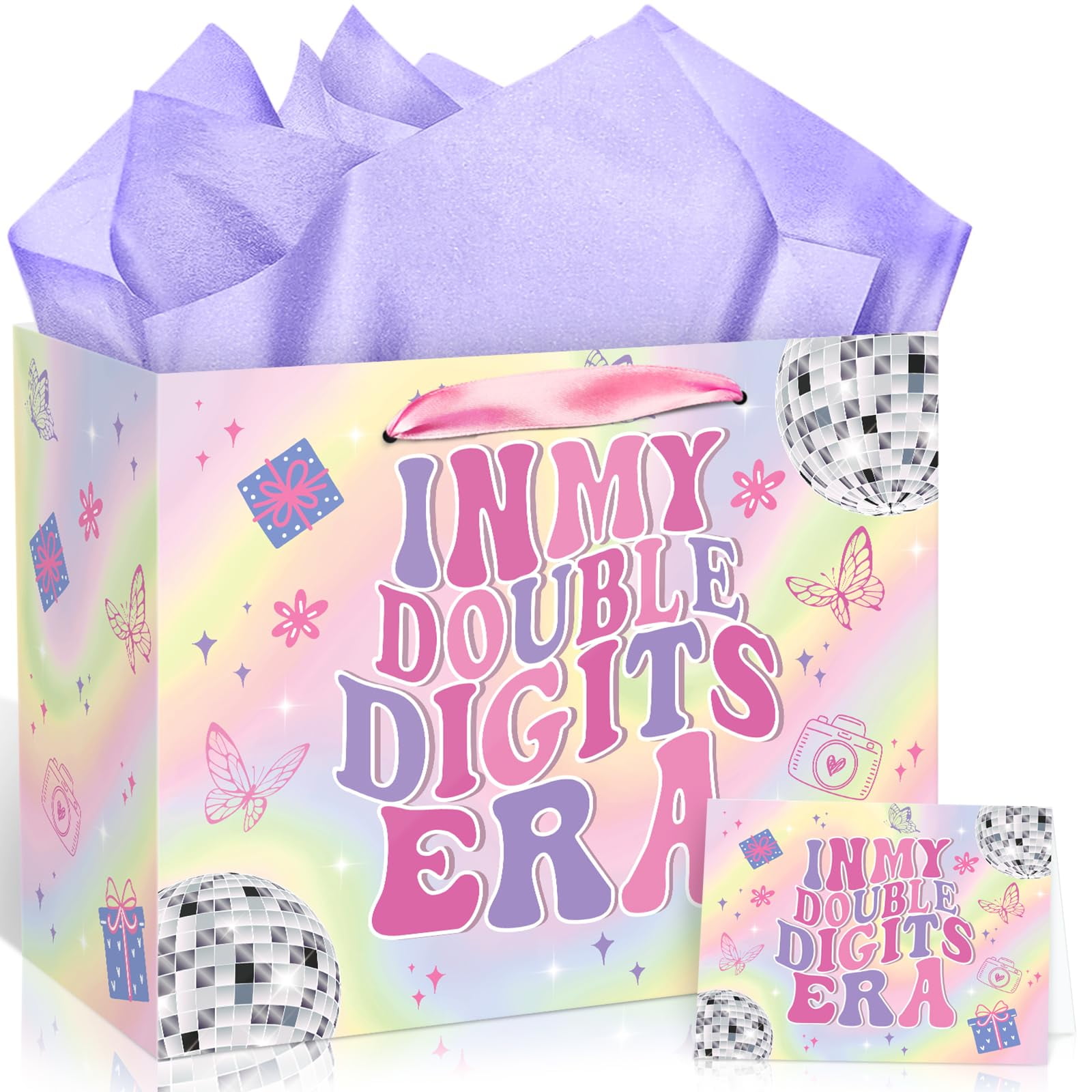 Large 10th Birthday Gift AIF9 Bag for Girl Iridescent Double Digits ...