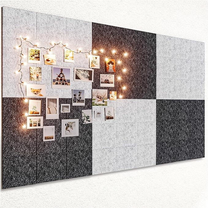 Large 11.8"x11.8" Felt Board Tiles for Wall with 30 Push Pins, Pack of ...