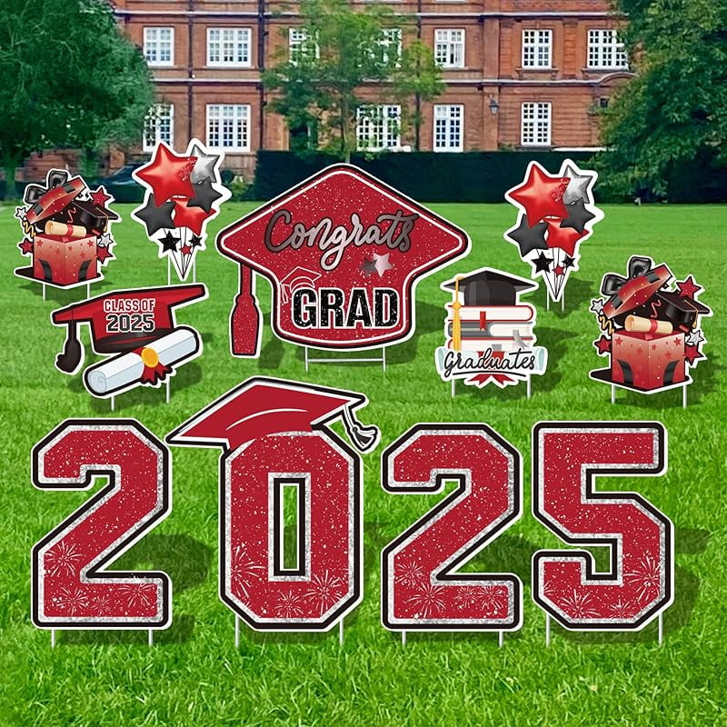 Large 11 PCS Graduation Yard Signs, Class of 2025 Congrats Grad Outdoor ...
