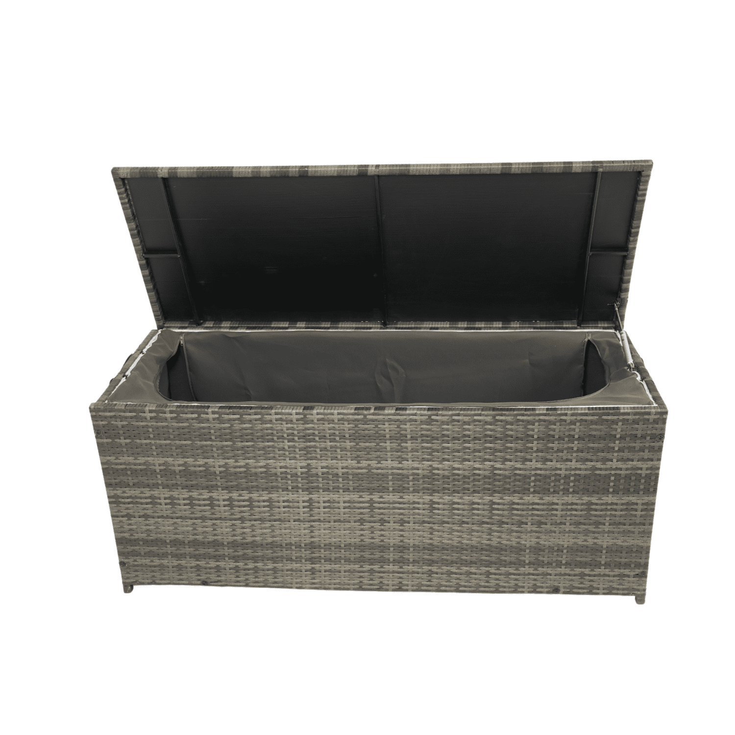 Large 113 Gallon Grey Wicker Outdoor Storage Box for Patio Deck ...