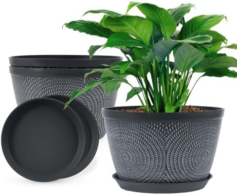 Large 12 Inch Plant Pot for Plants Outdoor Indoor, 4 Pack Plastic ...