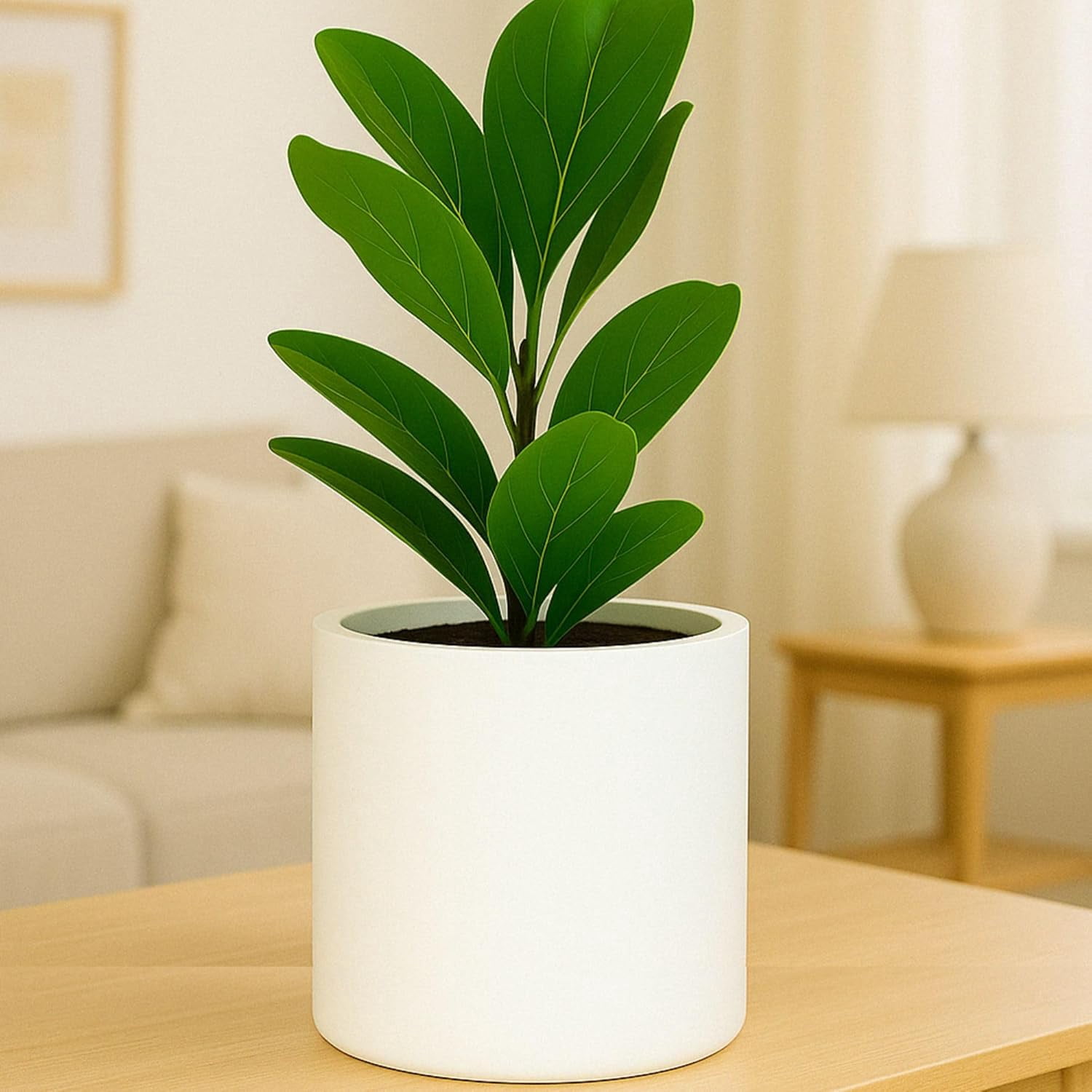 Large 12 Inch Planter — Premium Lightweight Fiberstone Matte White ...