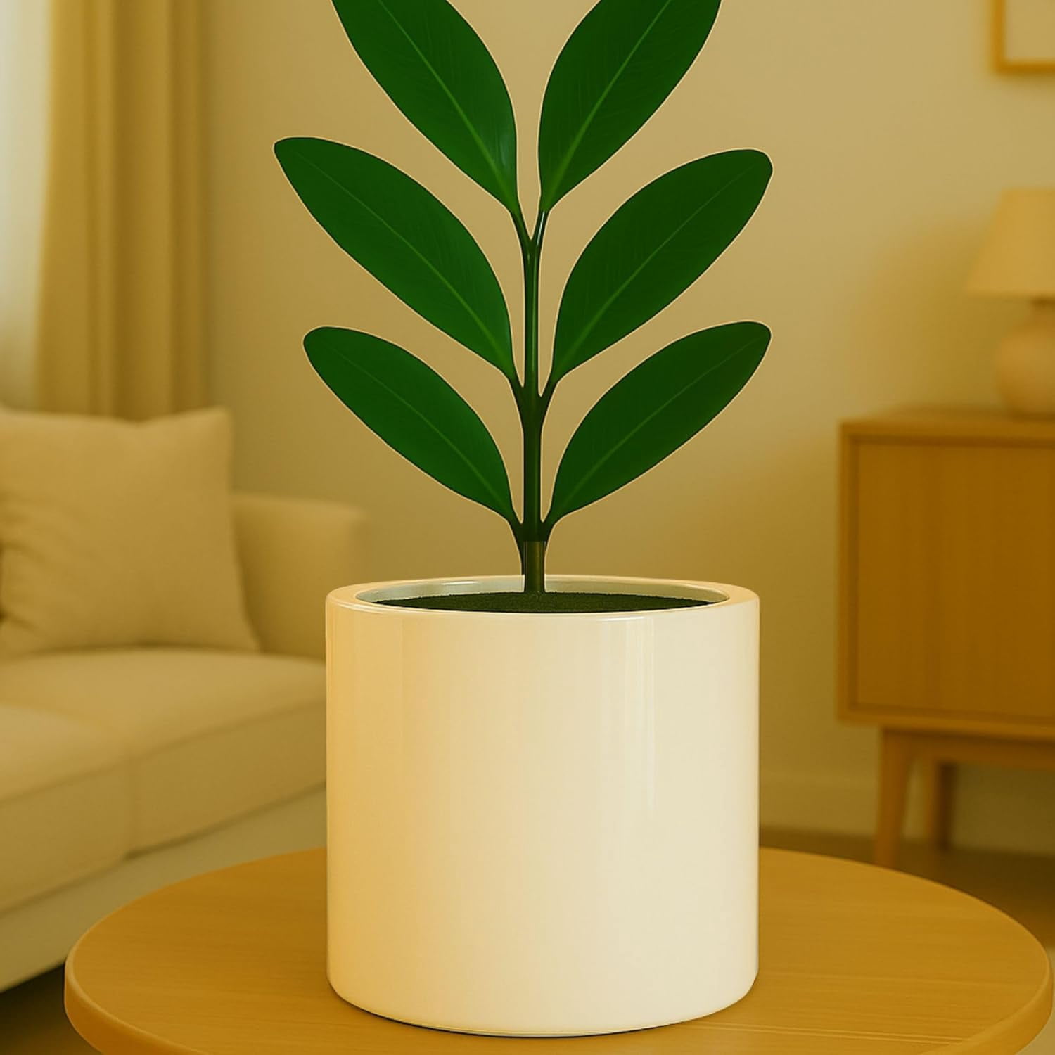 Large 12 Inch Planter — Premium Lightweight Fiberstone Matte White ...