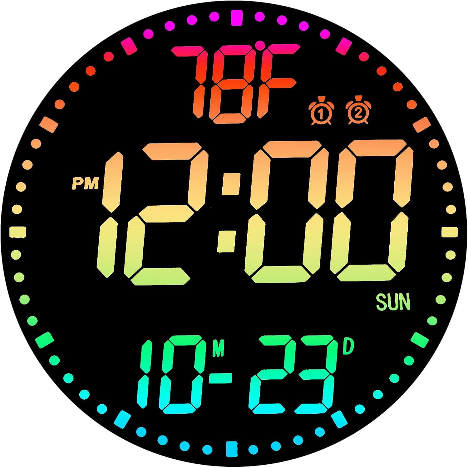 Large 12" RGB Color Changing Digital Wall Clock with Remote Control ...