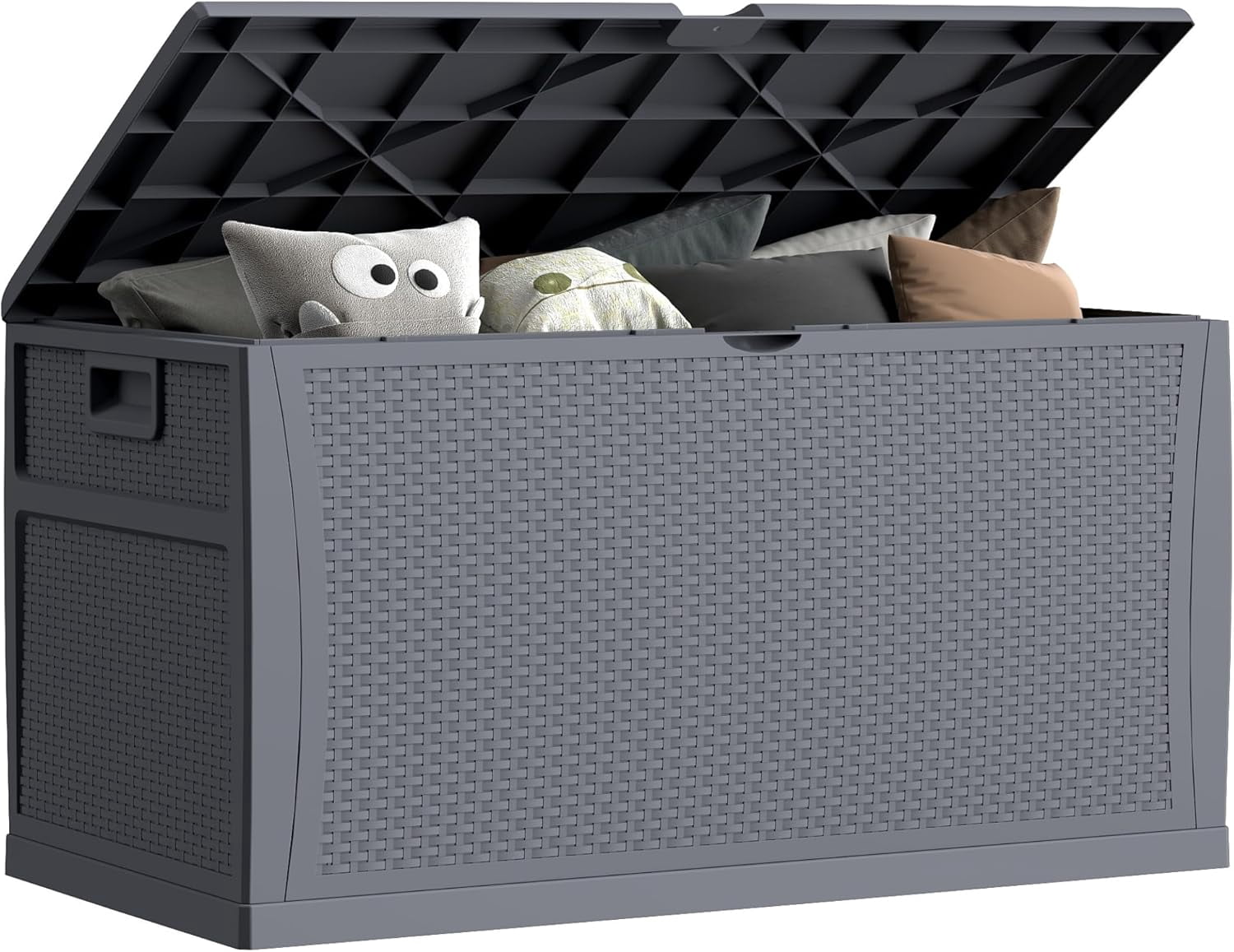 Large 121 Gallon Outdoor Storage Box, Lockable Waterproof Grey Rattan ...
