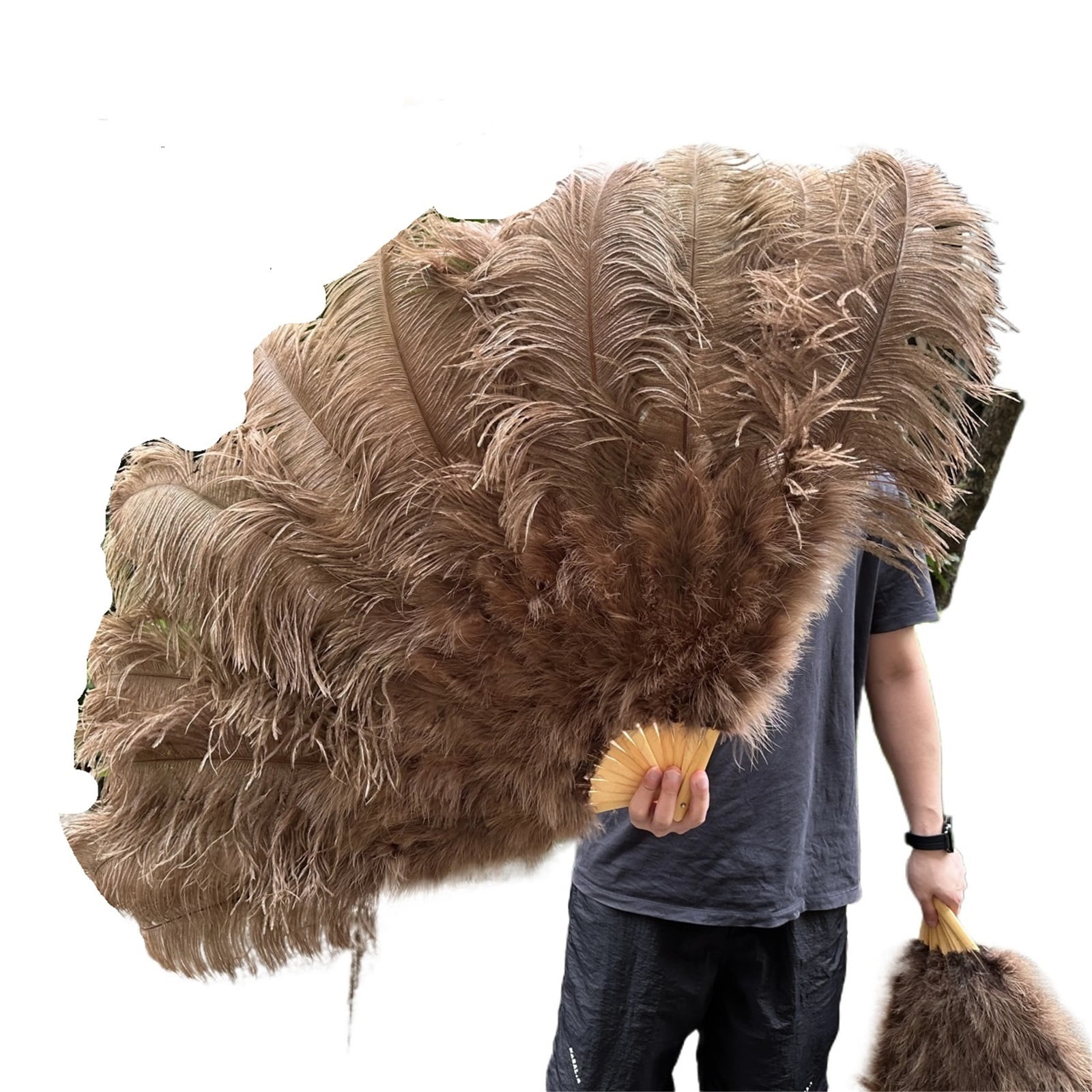 Large 13 Bone Fuffly Ostrich Feathers Fans 100CM 130CM Handheld Plumes ...