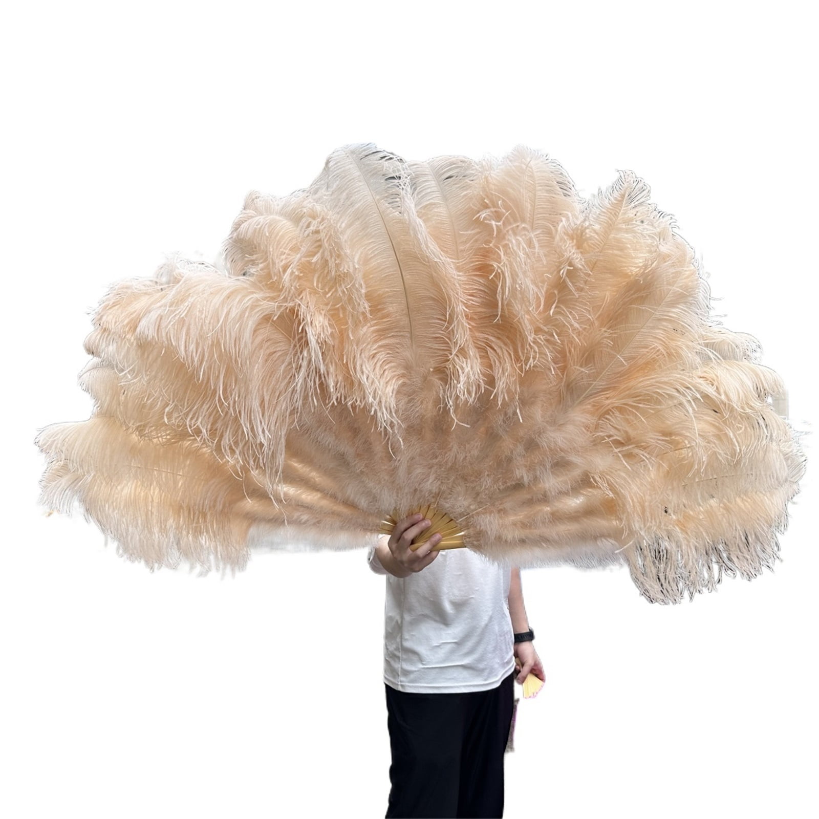 Large 13 Bone Fuffly Ostrich Feathers Fans 100CM 130CM Handheld Plumes ...