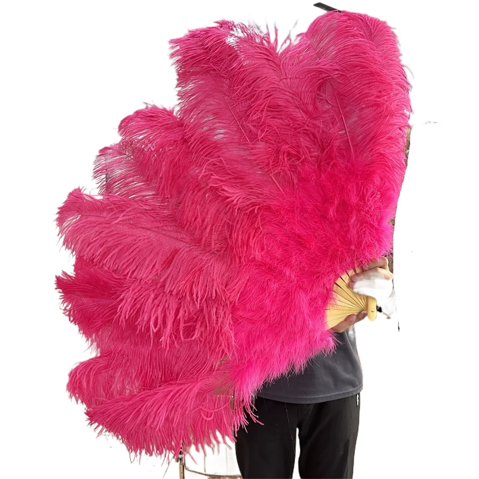 Large 13 Bone Fuffly Ostrich Feathers Fans 100CM 130CM Handheld Plumes ...